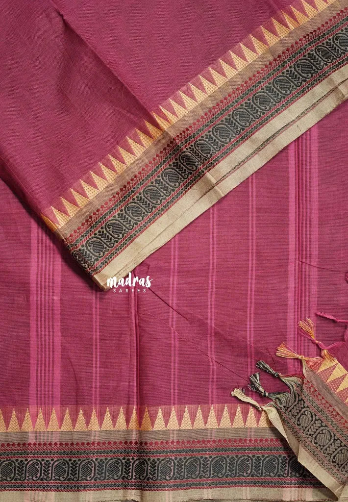 Rosewood Pink - Karthigai silk cotton thread weaving mango and temple ...