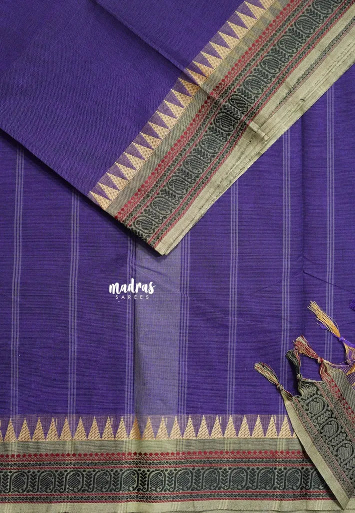 Lavender Purple - Karthigai silk cotton thread weaving mango and templ ...