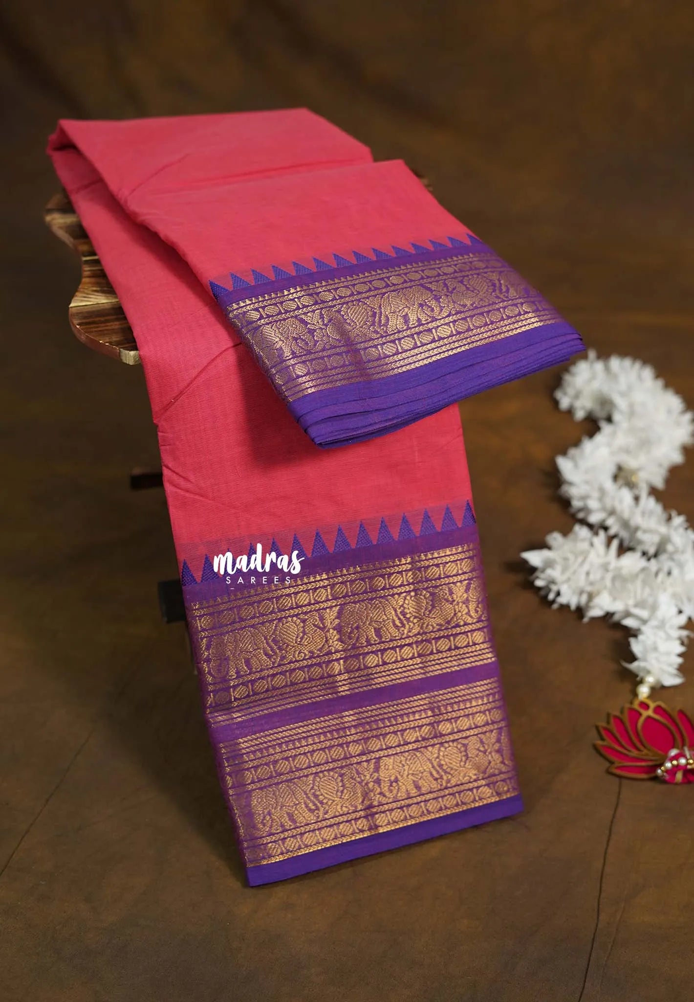 Rose Blush Pink - Karthigai silk cotton plain body annam yanai double ...