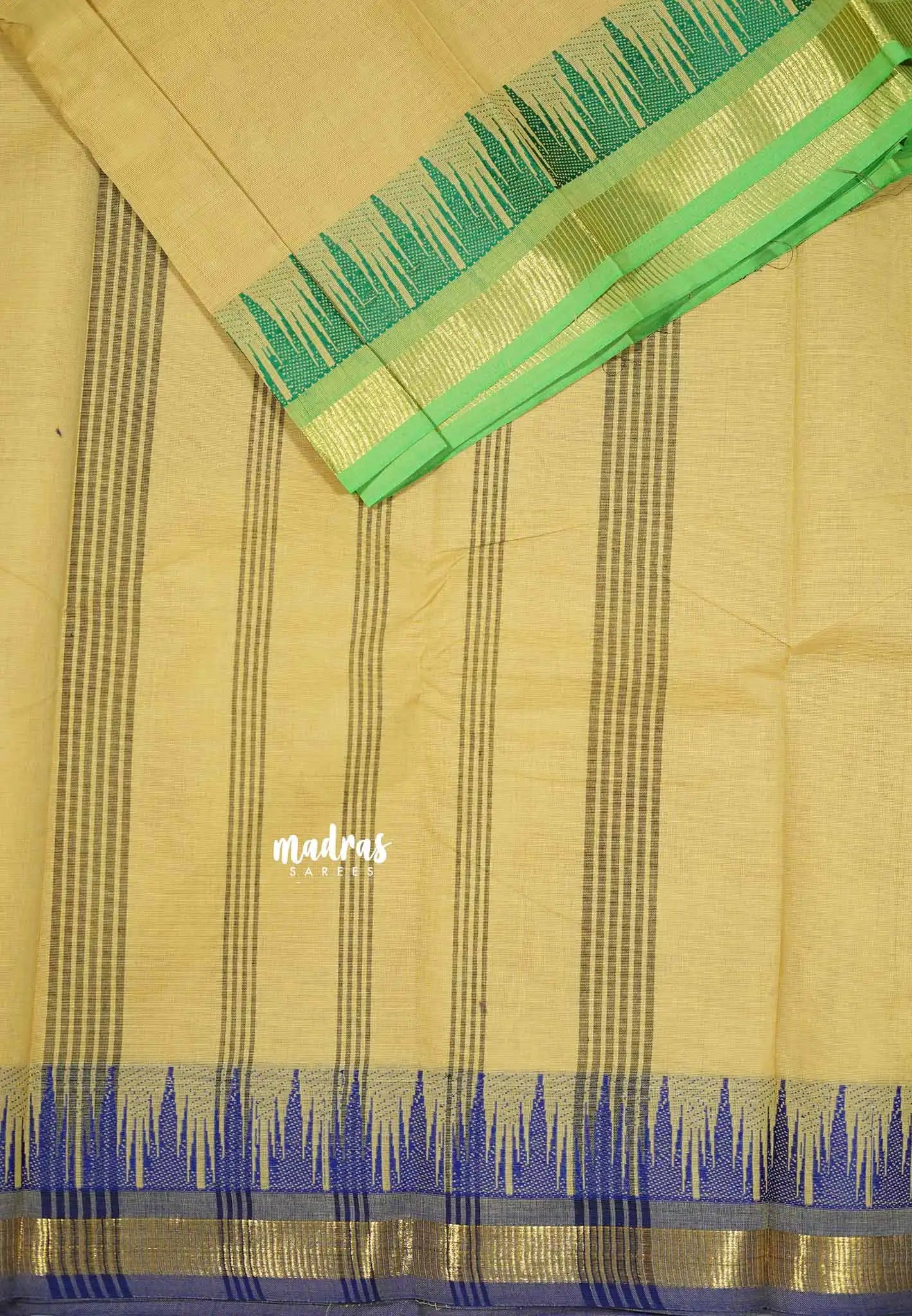 Mild Sandal - Classic Kanchi cotton Ganga Jamuna border – Madras Sarees