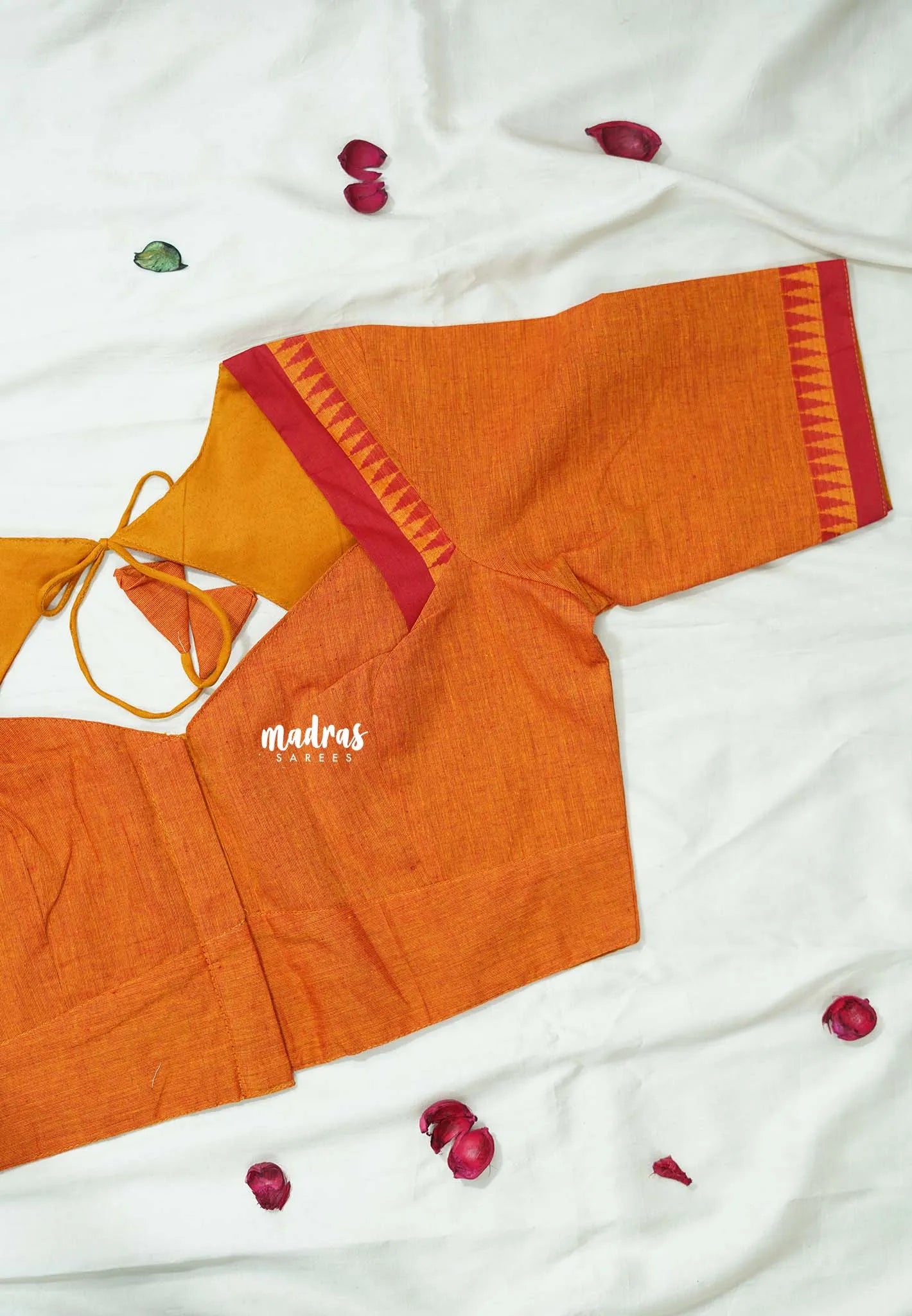 Orange - Customised Mangalgiri Cotton Ready Made Blouse – Madras Sarees