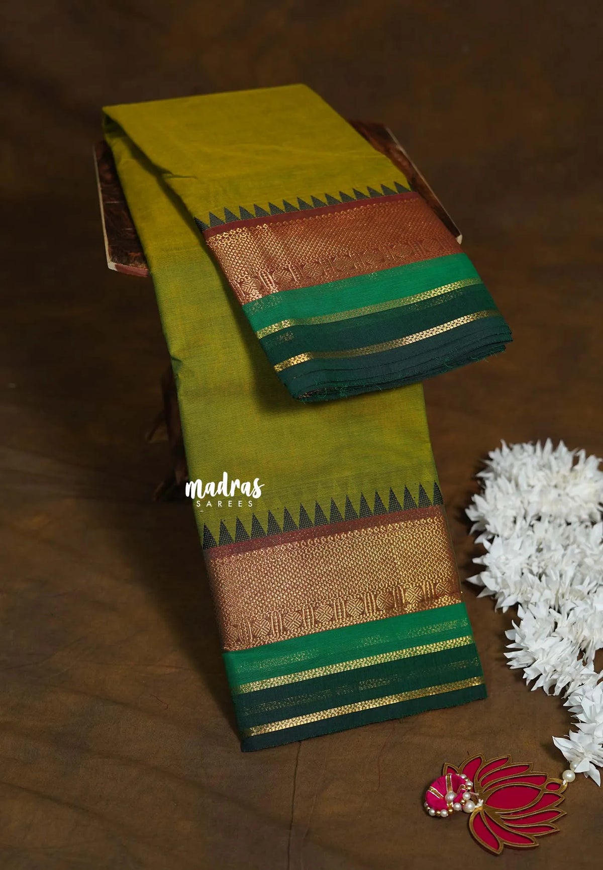 Dual Shade Mehndi Green - Karthigai Silk Cotton Rudraksham and Multi C ...