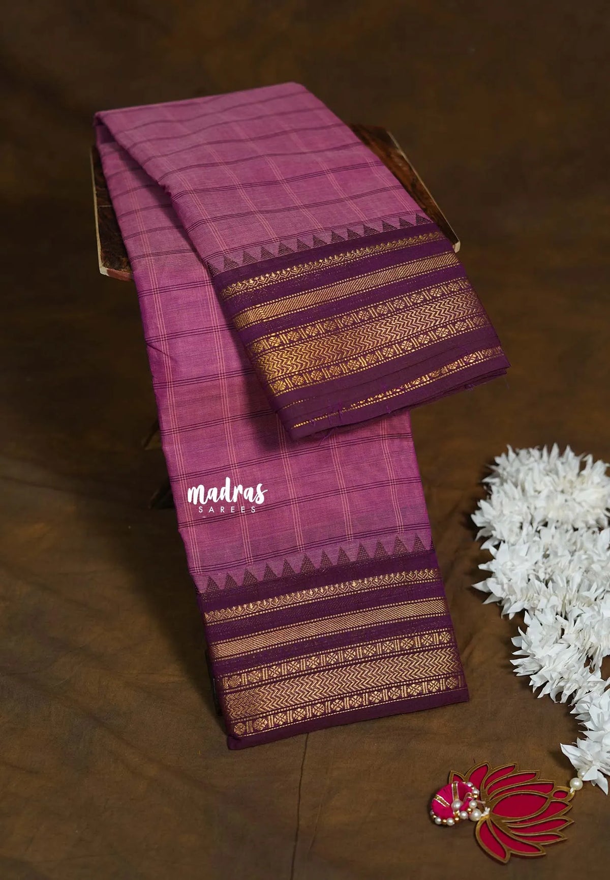 Magenta Pink - Karthigai silk cotton Big Muthu Kattam Checks with Bava ...