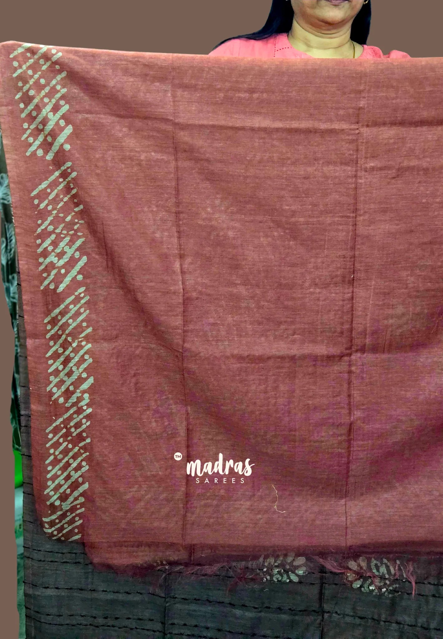 Dark Chocolate Brown - Sithara - Tussar Saree Thread Line Weaving Body ...